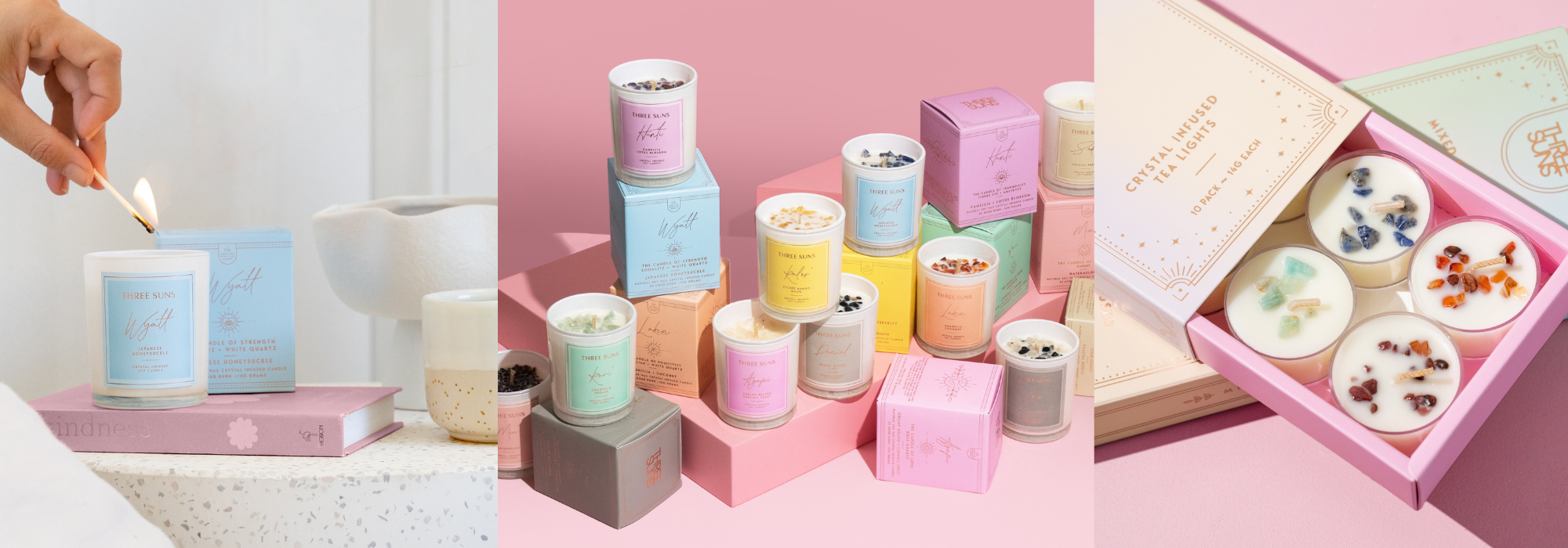 Crystal Soy Candles, Tea Lights & Soy Melts | Candle Gift Sets – ThreeSuns