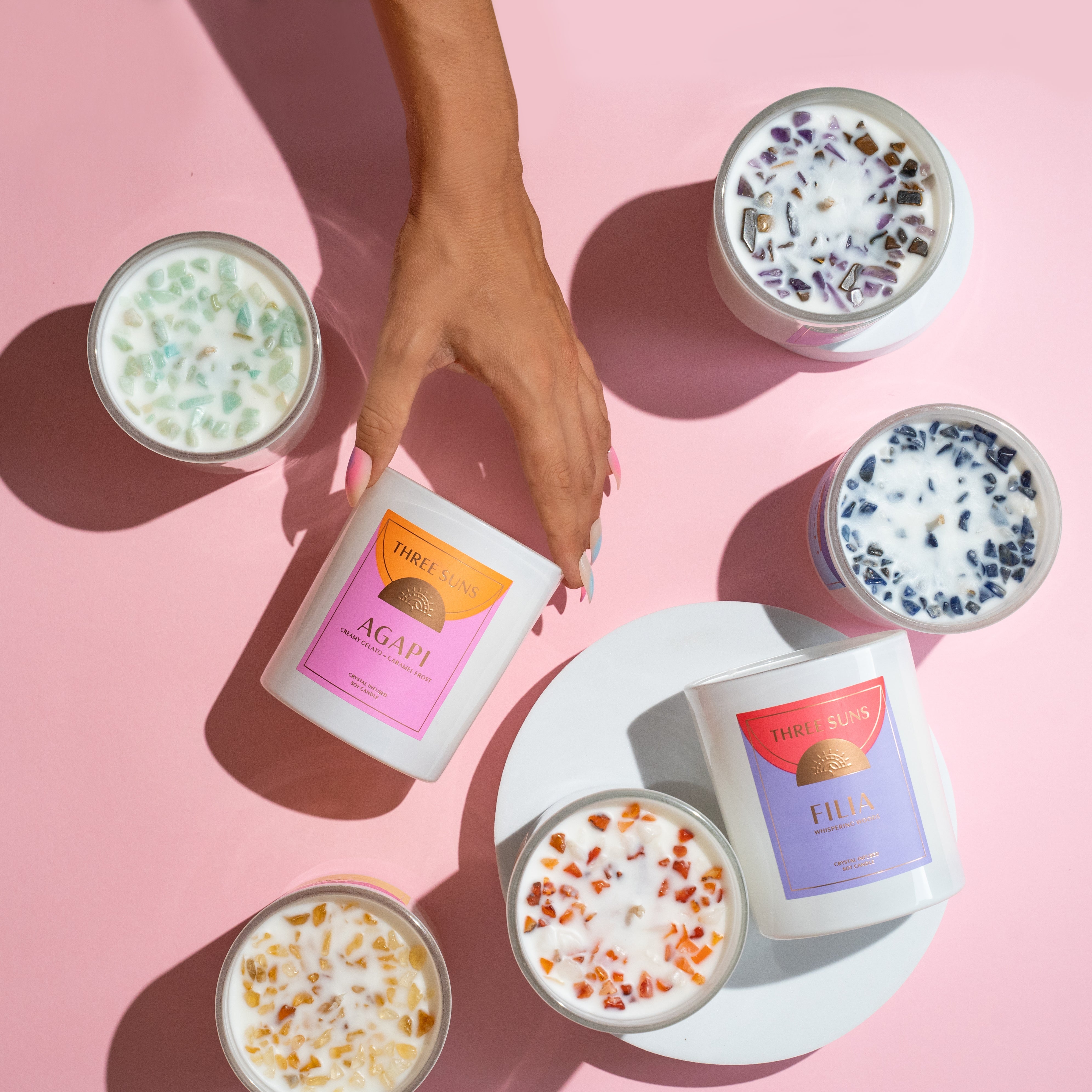 Crystal Infused Candles for Self-Care | Three Suns Candles – ThreeSuns