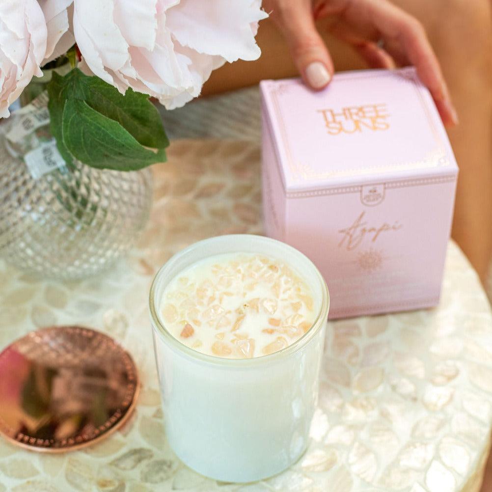 Agapi is The Candle of Love: Australian-made infused with rose quartz